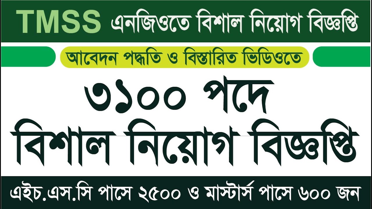TMSS Job Circular 2022 | NGO Jobs Circular 2022 | টিএমএসএস নিয়োগ ...
