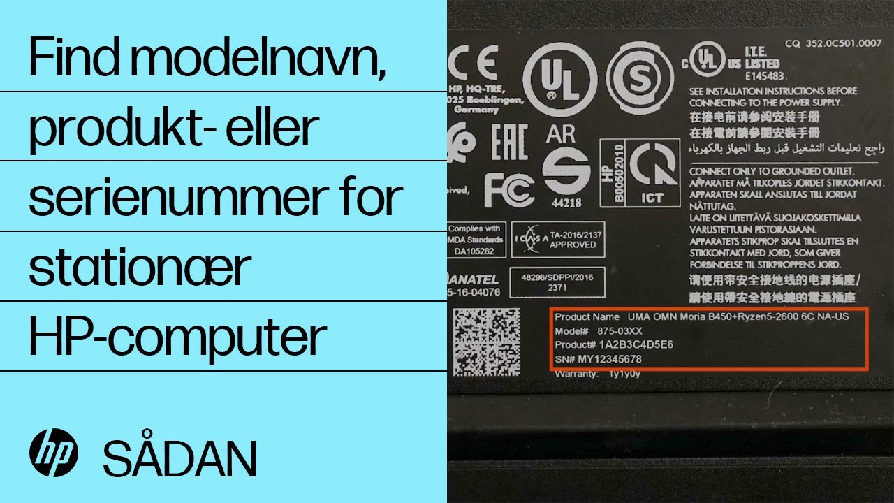 Find modelnavn, produkt- eller serienummer for stationær HP-computer ...