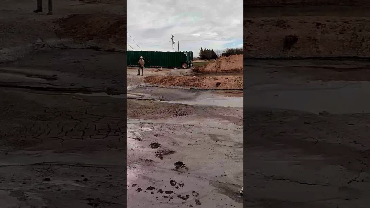 Jumping drilling reserve pit - YouTube