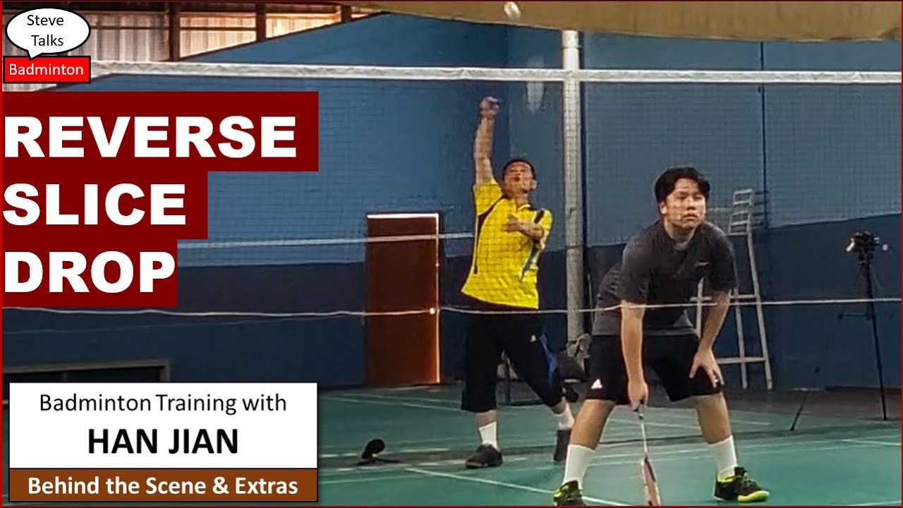 Reverse slice drop shot during 2v1 training - Badminton Training with ...