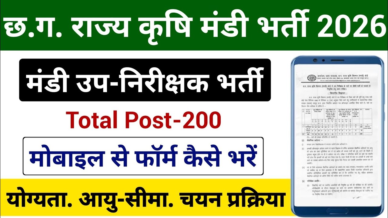 CG Mandi Up Nirikshak Bharti 2026 | CG Mandi Up Nirikshak Form Kaise ...