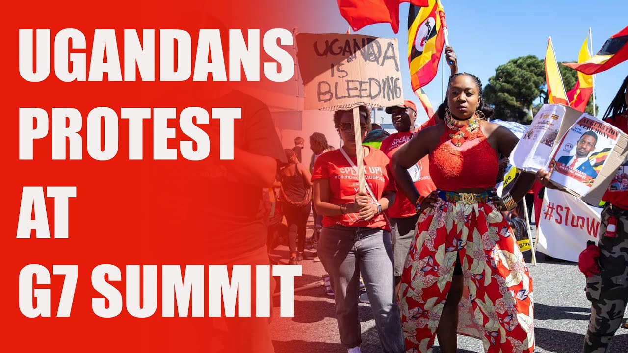 Ugandans hold a huge protest at the G7 summit in Cornwall - YouTube