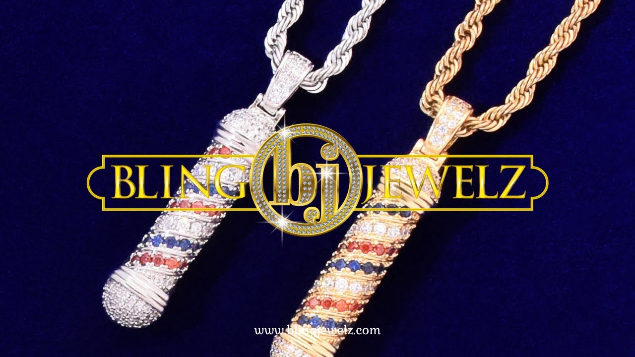 The Ultimate Bling: 18k Gold & .925 Silver Barber Shop Sign Necklace ...