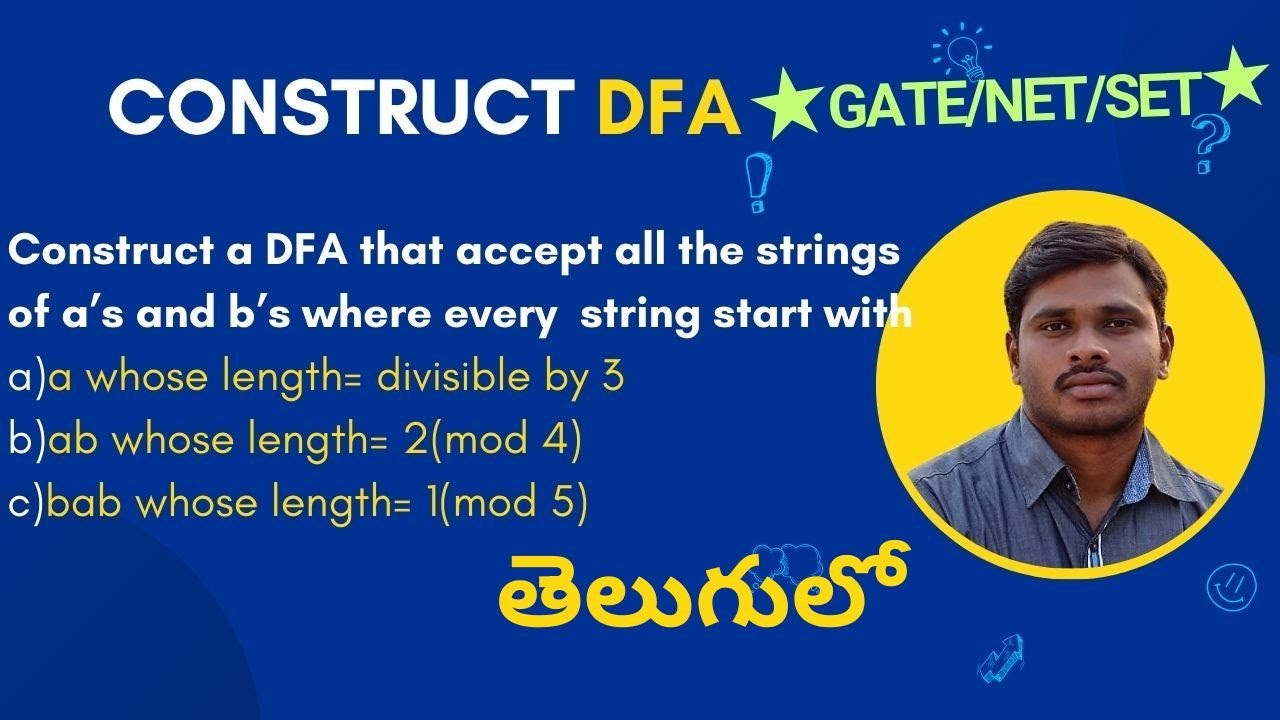 20. Construction of DFA in Telugu | DFA example 14 | TOC | FLAT ...