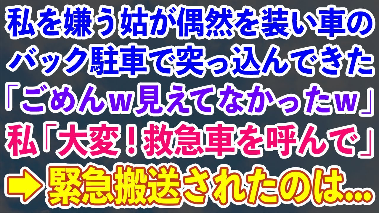 【スカッとする話】私を嫌う姑が偶然を装い車のバック駐車で突っ込んできた。姑「ごめんw見えてなかったw」私「大変!救急車を呼んで!」→車に突き飛ばされて緊急搬送されたのは【修羅場