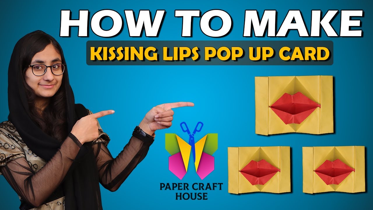 Kissing Lips Pop Up Card | origami Mouth card | kiss day card - YouTube