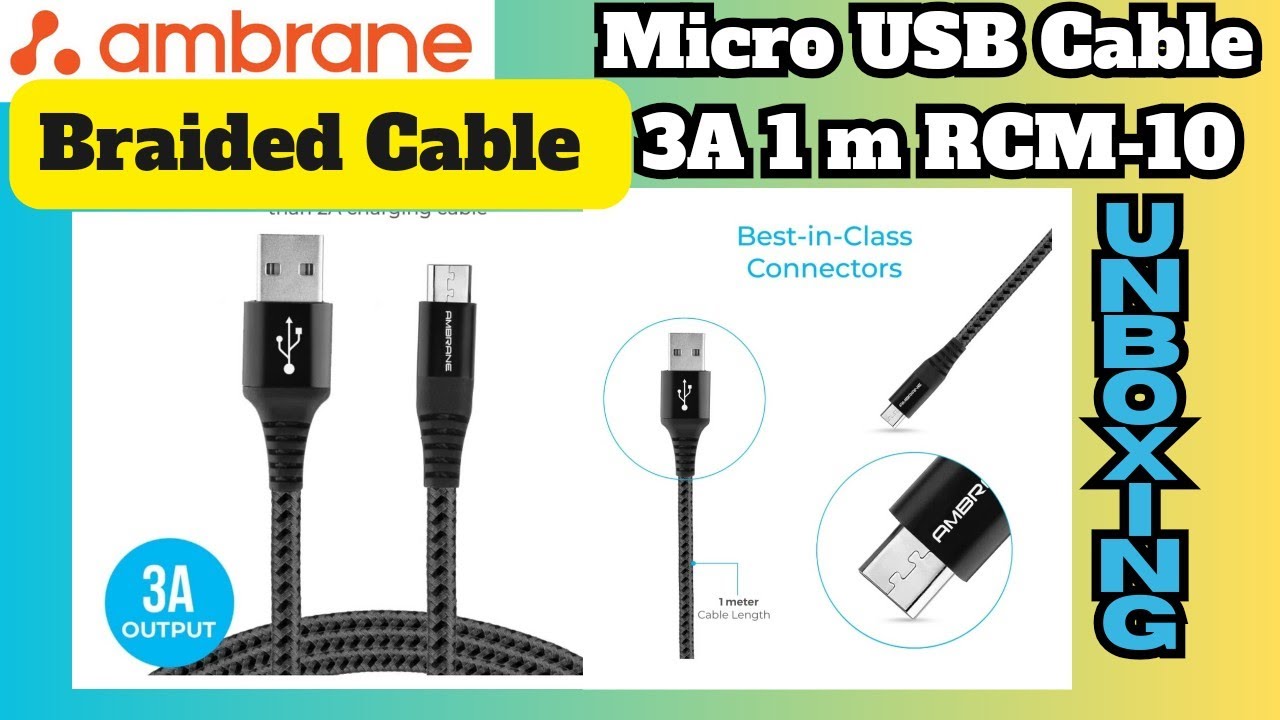 Ambrane Micro USB Cable 3 A 1 m RCM-10 on Flipkart || Braided USB Cable ...