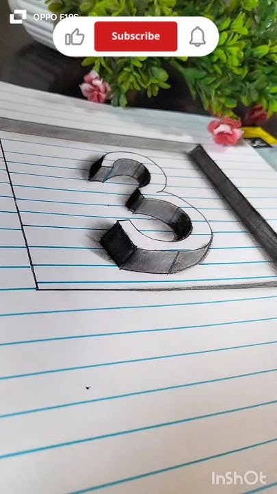 how to draw number '3' in 3d #shorts #3d #3ddrawing #viral - YouTube