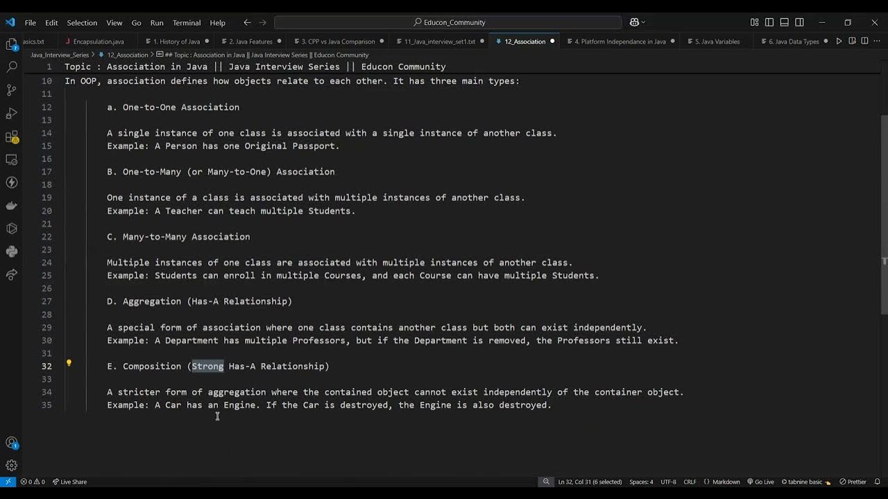 13. Association in Java || Java Interview Series || Educon Community - YouTube