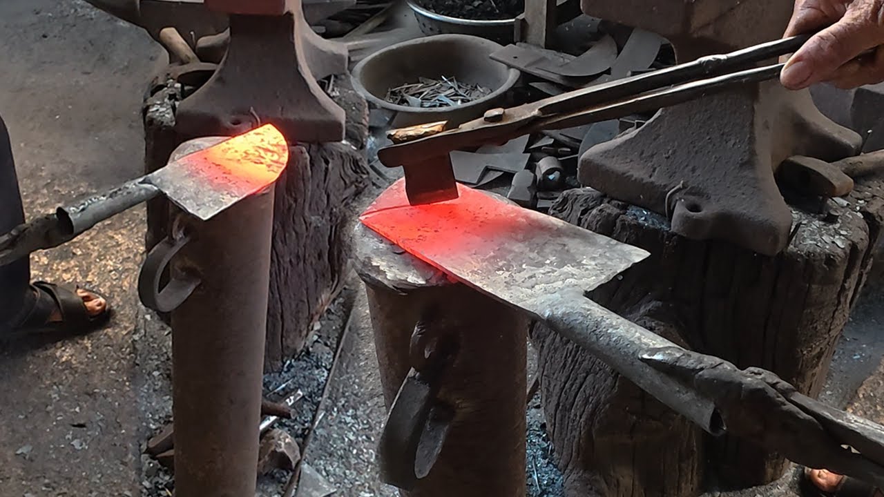 How to make a new metal knife by Blacksmith Skill - Steel knife making ...