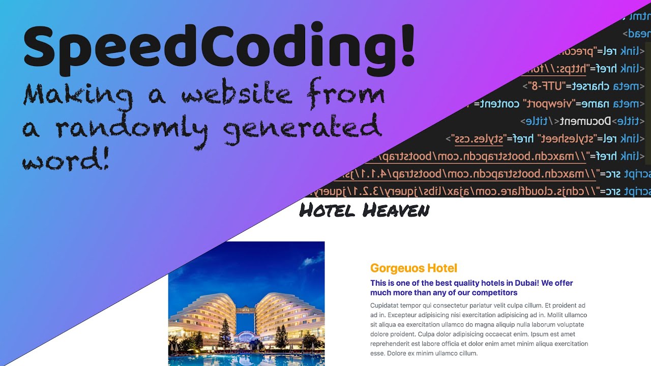 Speedcoding! Making a website from a randomly generated word! - YouTube