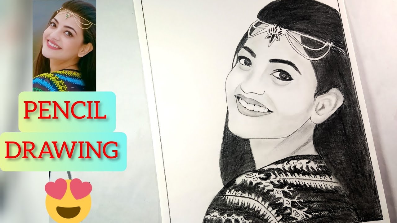 Kajal Agarwal Drawing। Realistic Drawing - YouTube