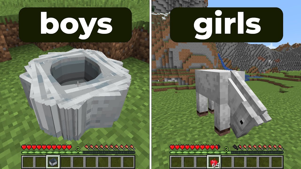 boys vs girls playing minecraft - YouTube