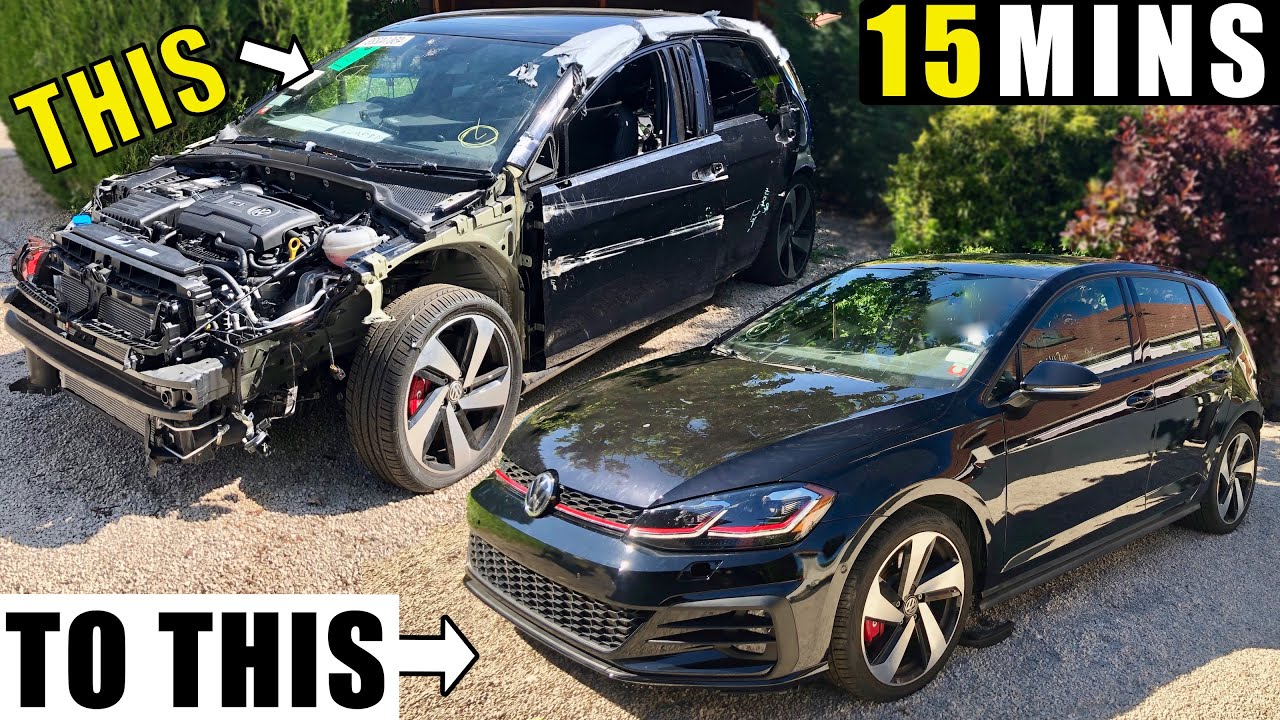 Building a WRECKED MK7.5 Volkswagen GTI in 15 Minutes like Mat ...