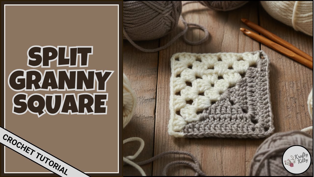 SPLIT GRANNY SQUARE CROCHET TUTORIAL | HALF & HALF GRANNY SQUARE - YouTube