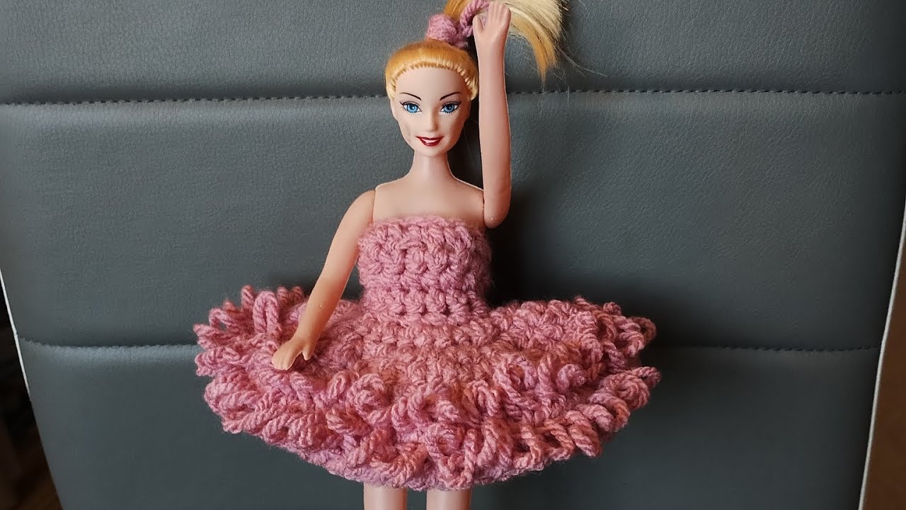 How to crochet doll dress, mini dress,clothes for doll. Simple to ...