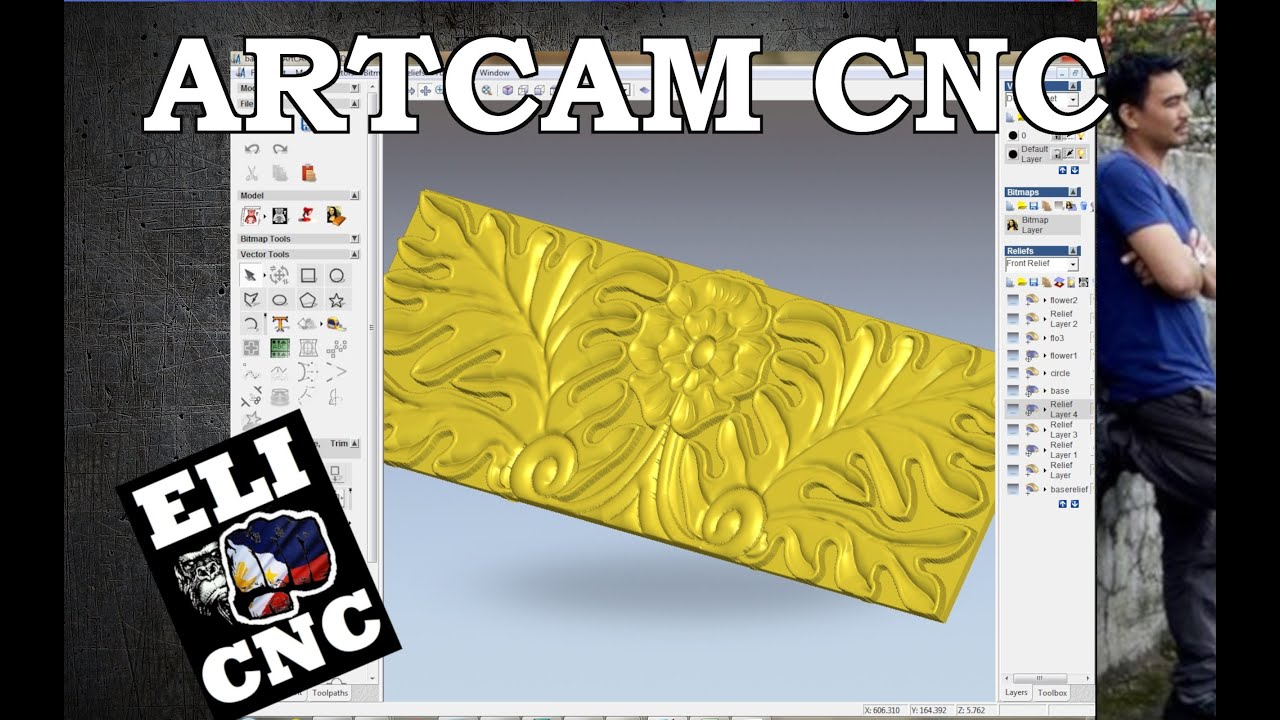 CNC VIDEO VLOG 1087 / ARTCAM BACK REST CHAIR LEAVES ORNAMENT FLOWER ...