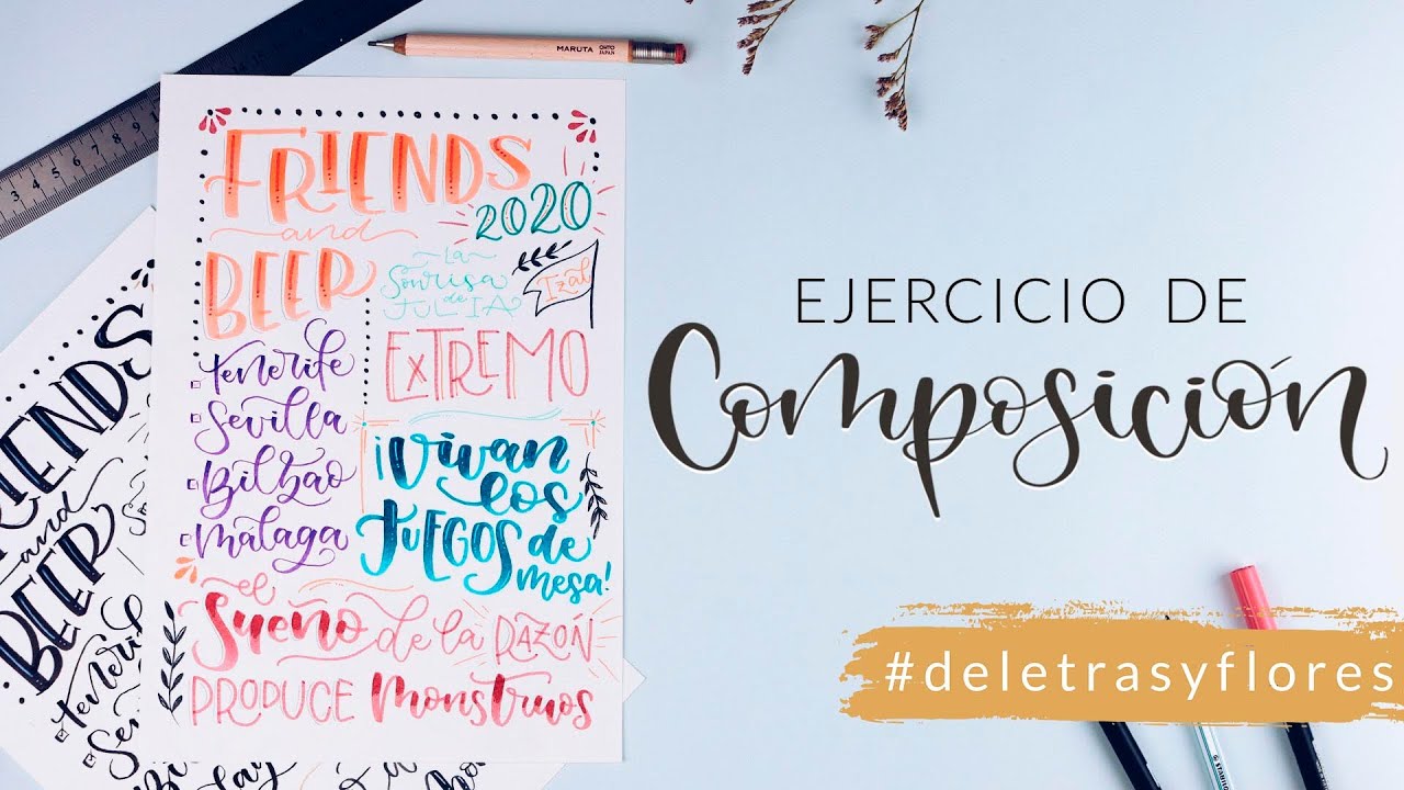 Ejercicios para practicar Lettering | Composición de láminas - YouTube
