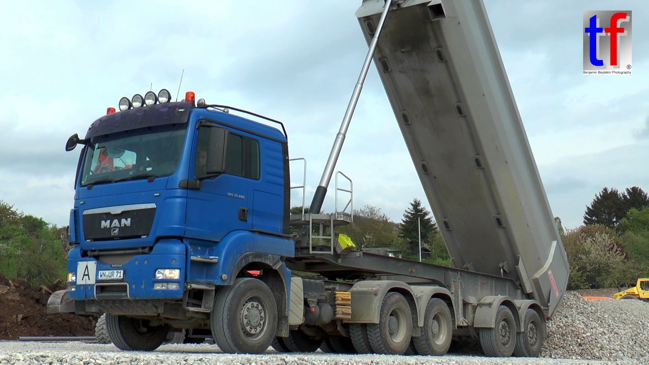 MAN TGS Tipper Trailer Trucks / Sattelkipper, Germany, 13.04.2017 ...