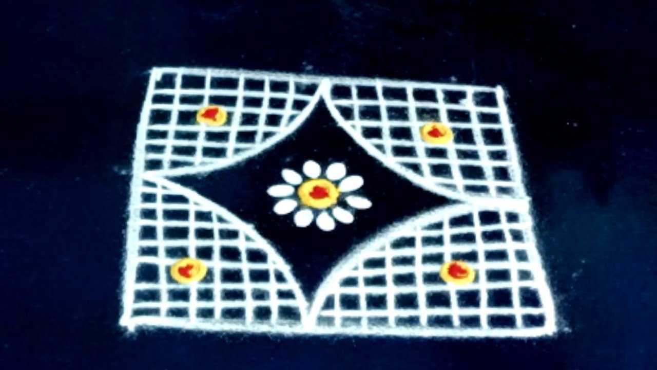 Easy Friday rangoli design with 2 dots / Beautiful Rangoli design ...
