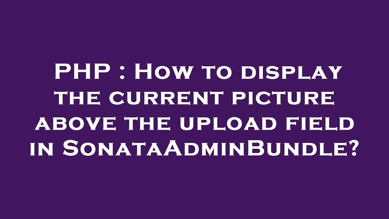 Php How To Display The Current Picture Above The Upload Field In 3347