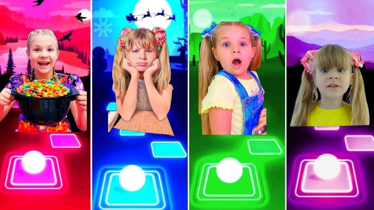 Roma and Daina tiles hop game edm rush - YouTube