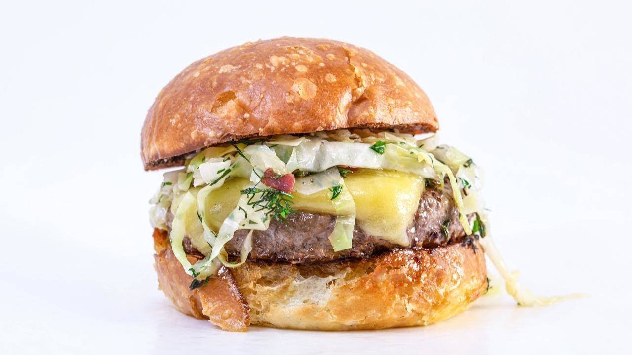 How To Make Irish Burgers with Cheddar and Warm Bacon Slaw By Rachael ...