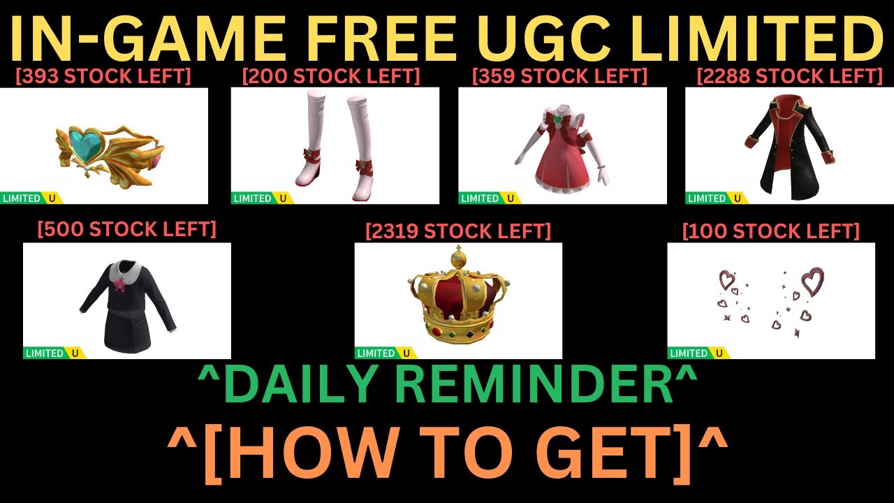 [FREE UGC LIMITED'S] HOW TO GET ALL THESE ROYALTY ITEMS FOR FREE BY ...
