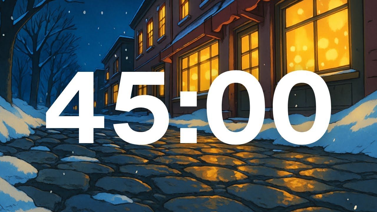 45 Minute Winter Timer - Snowy Winter Street - YouTube