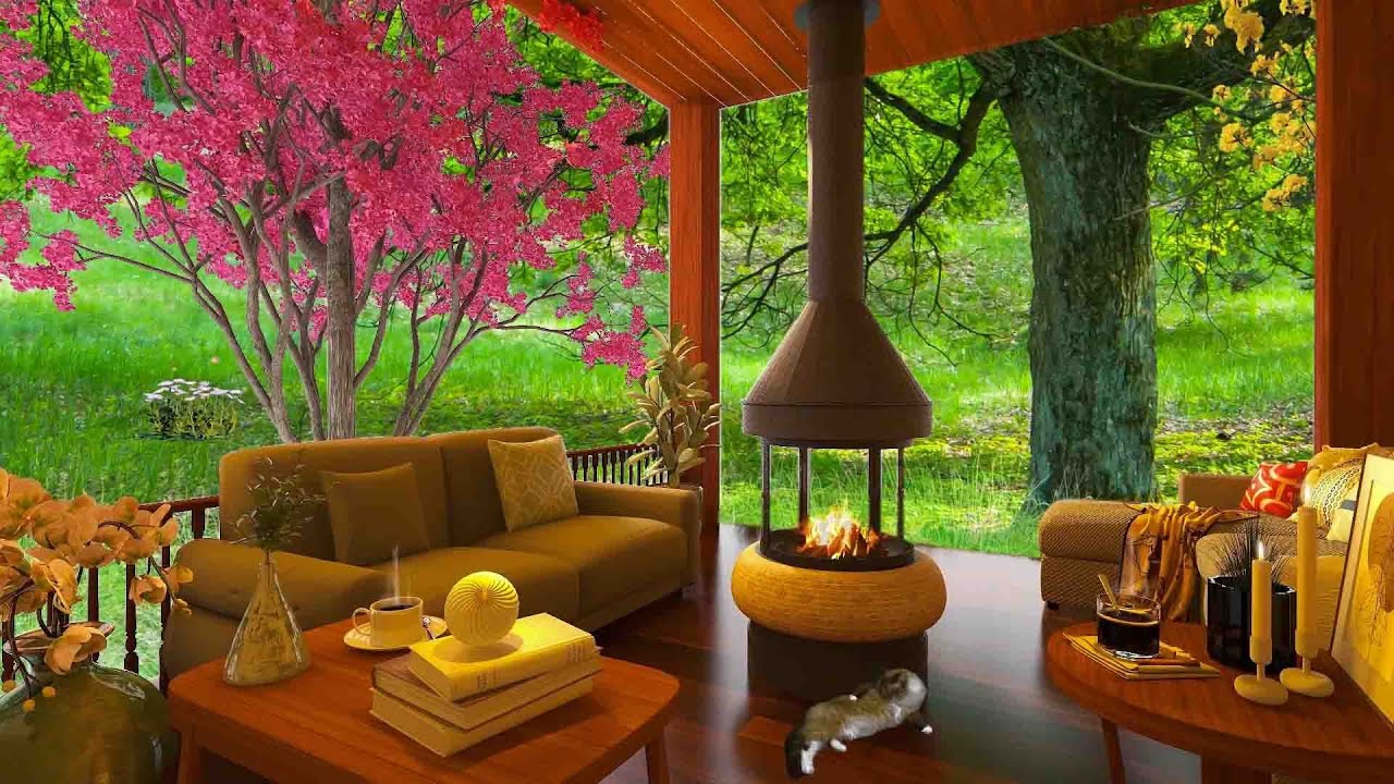 24 Hours of Relaxing Sunny on Cozy Patio with Beautiful Spring Forest ...