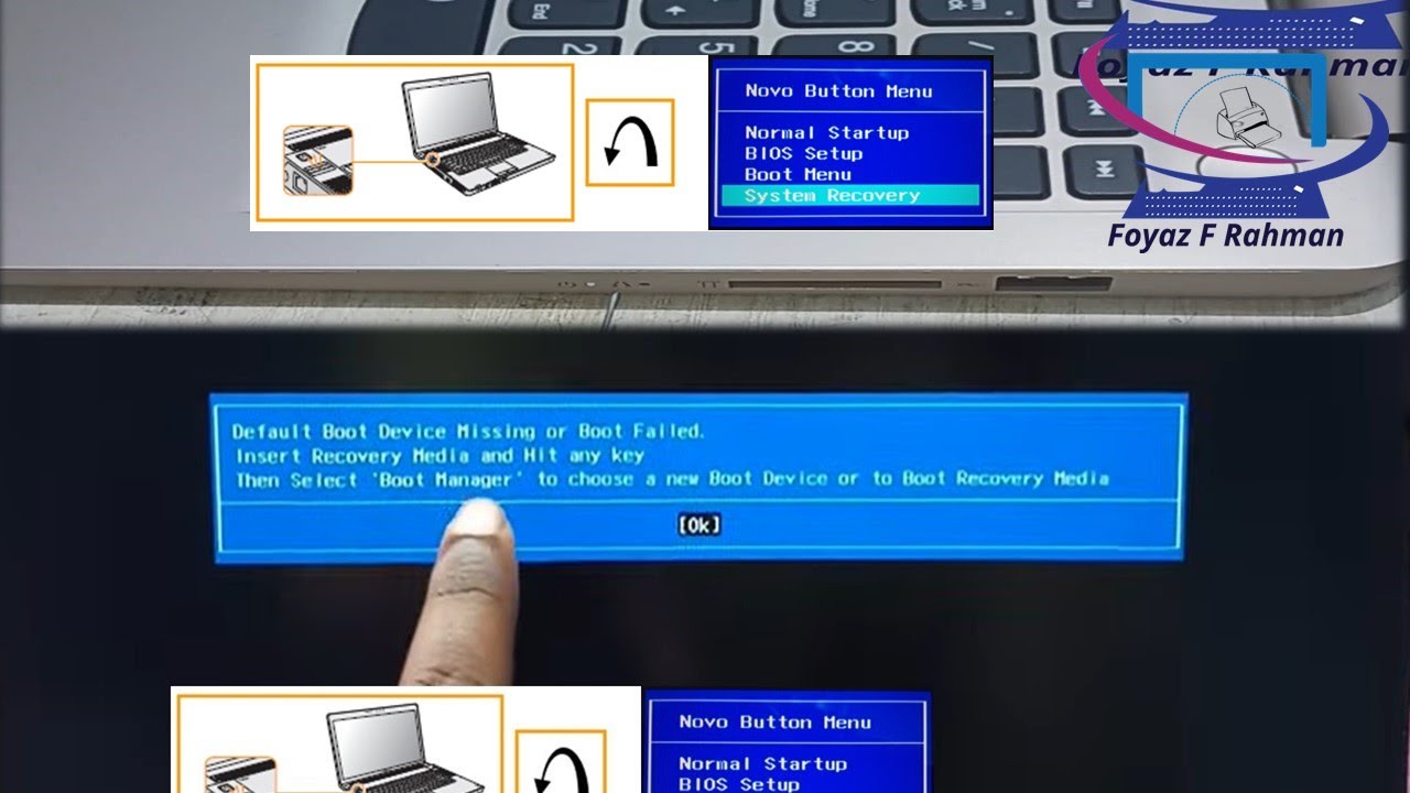 Lenovo Novo button | Default Boot Device Missing or Boot Failed on ...