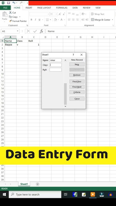 how to create data entry form in excel #exceltech #datascience #datamatrix #excel #exceltutorial ...