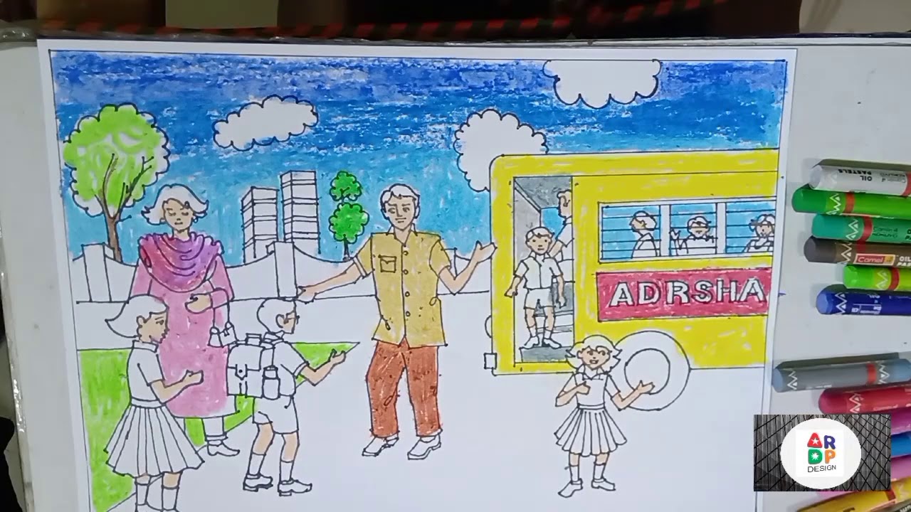 Memory drawing oil pastels - YouTube