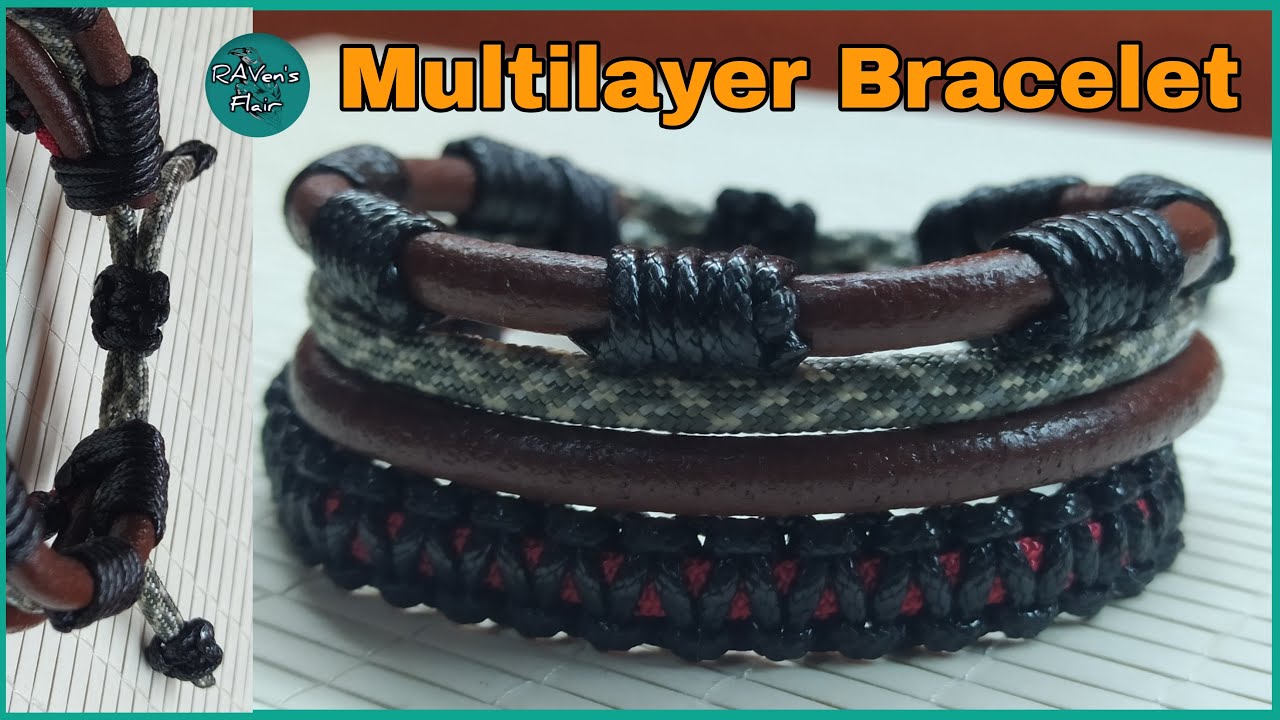 How to make Multilayer Paracord and Leather bracelet (Multilayer ...