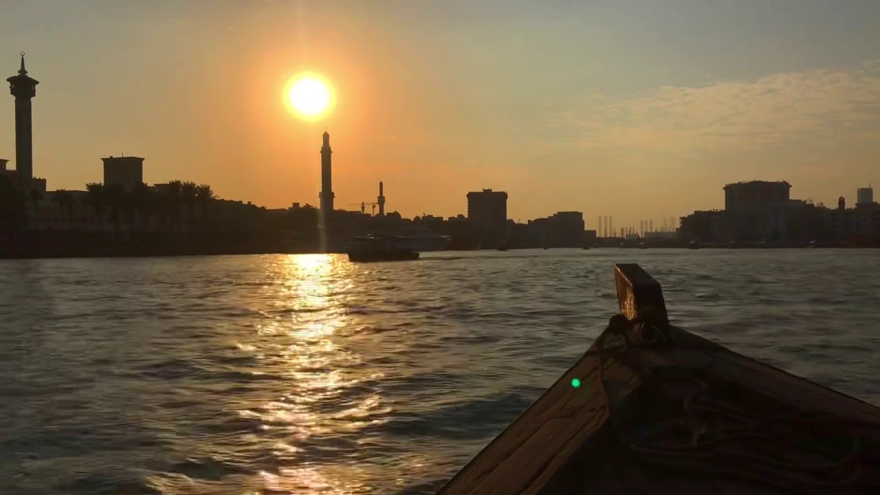 Sunset Abra ride in Dubai Creek - 1 dirham Abra ride - YouTube