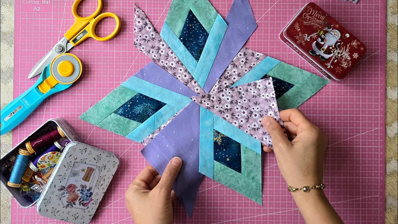 Patchwork tutorial: simple trick to sew perfect quilt pattern, useing ...