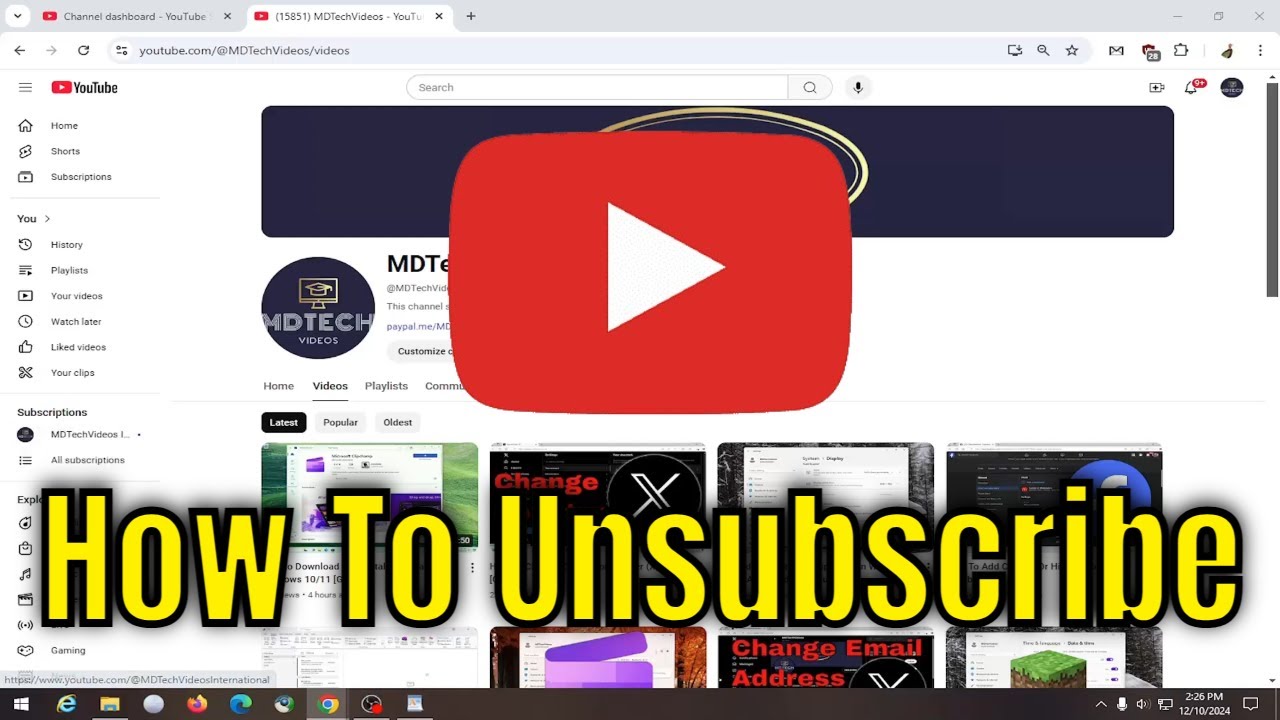 How To Unsubscribe To A Channel On YouTube [Tutorial] - YouTube