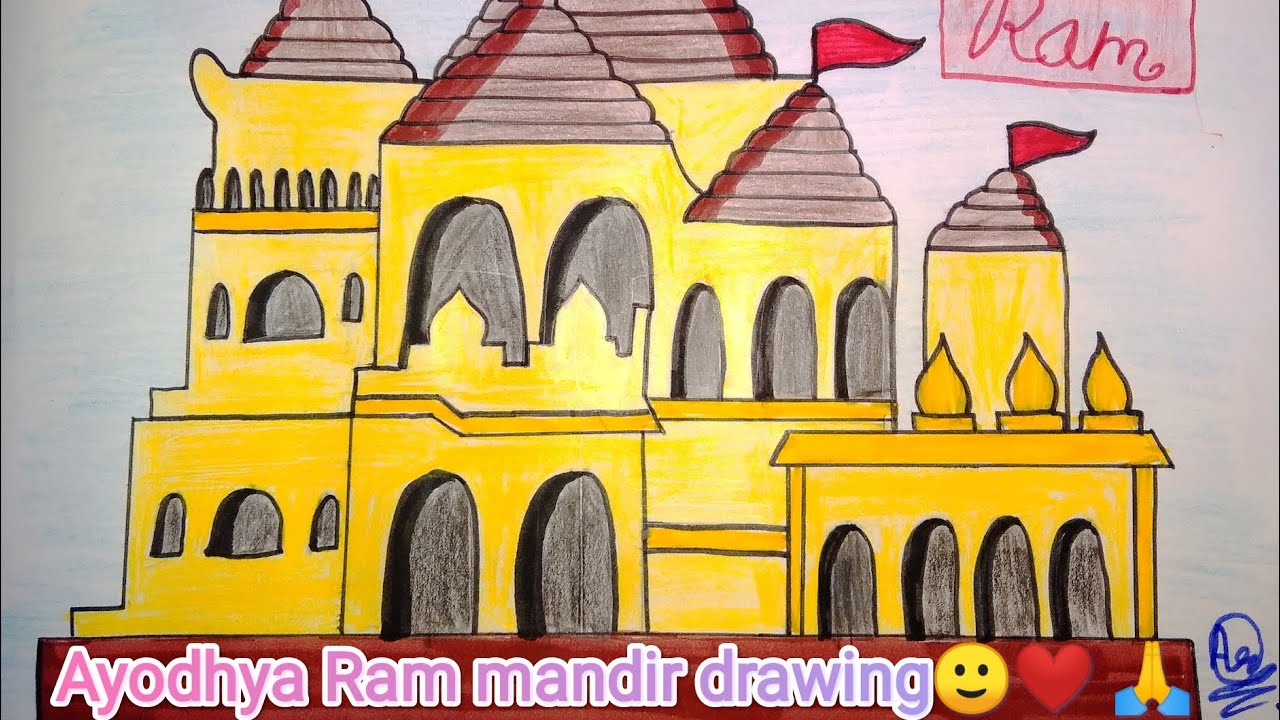 Ram mandir ayodhya drawing🙂 🙏, Jai shree Ram, 22 January 😱 - YouTube