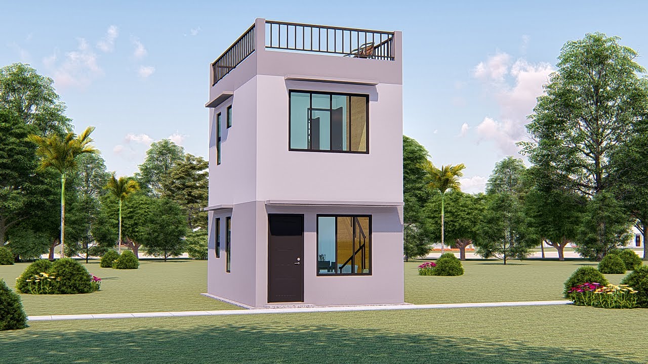 House Design Idea Minimal 2 Storey 2 Bedroom with Roof Top (3 8x5 ...