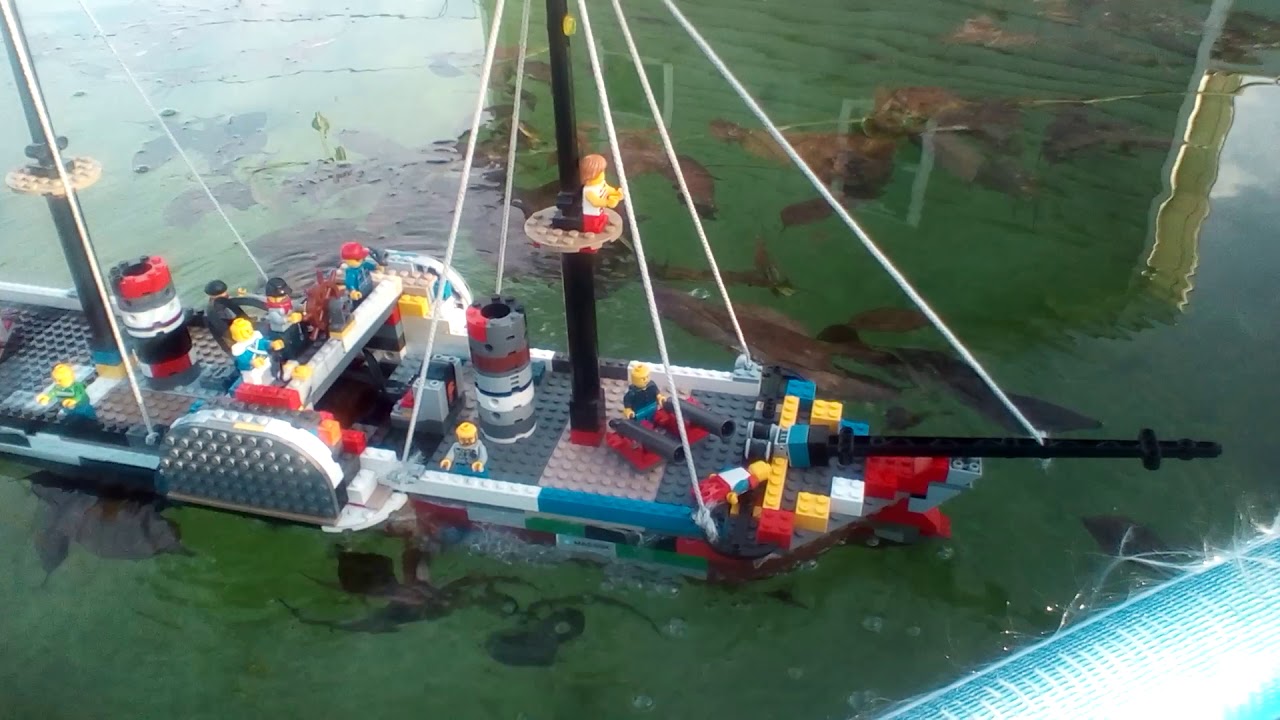 Lego uss buccaneer around the pool - YouTube