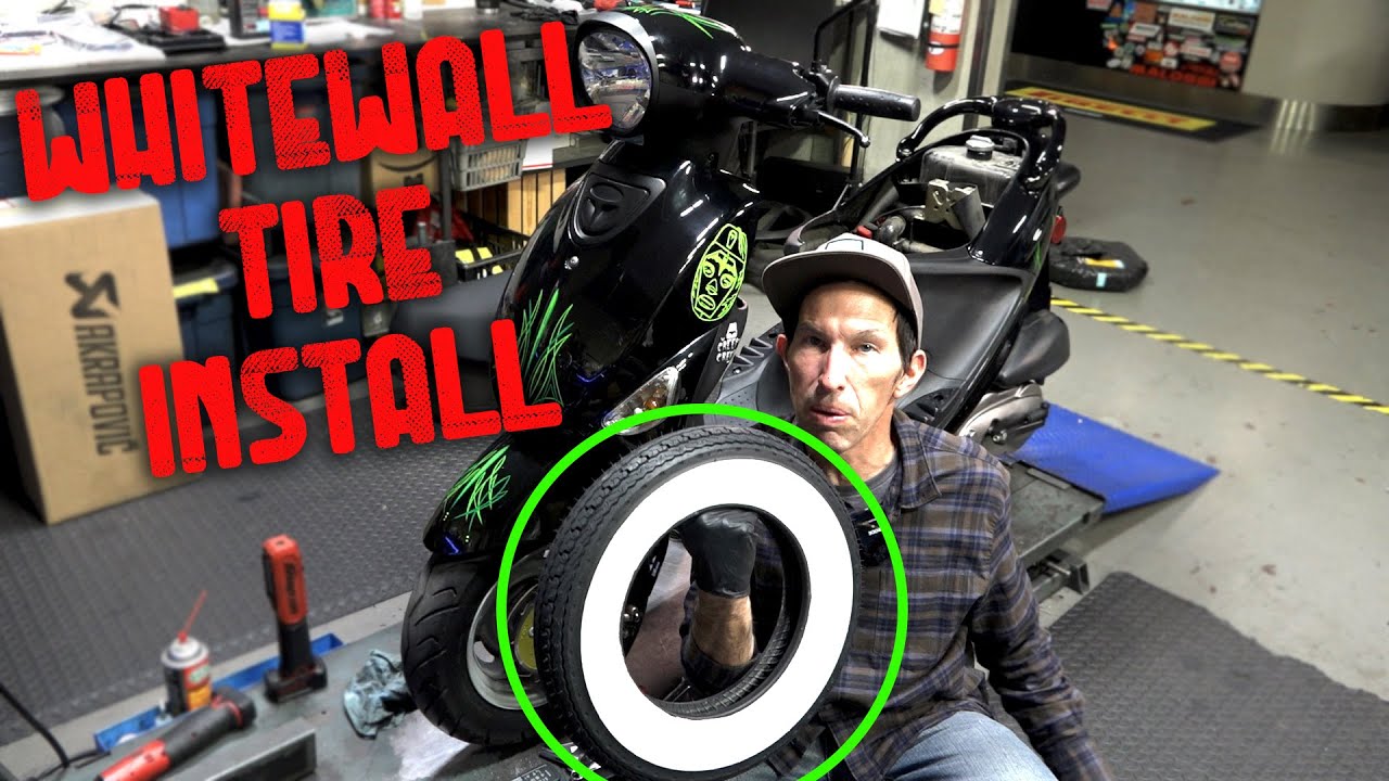 Install Whitewall Tires on a Buddy Scooter with Hand Tools - YouTube