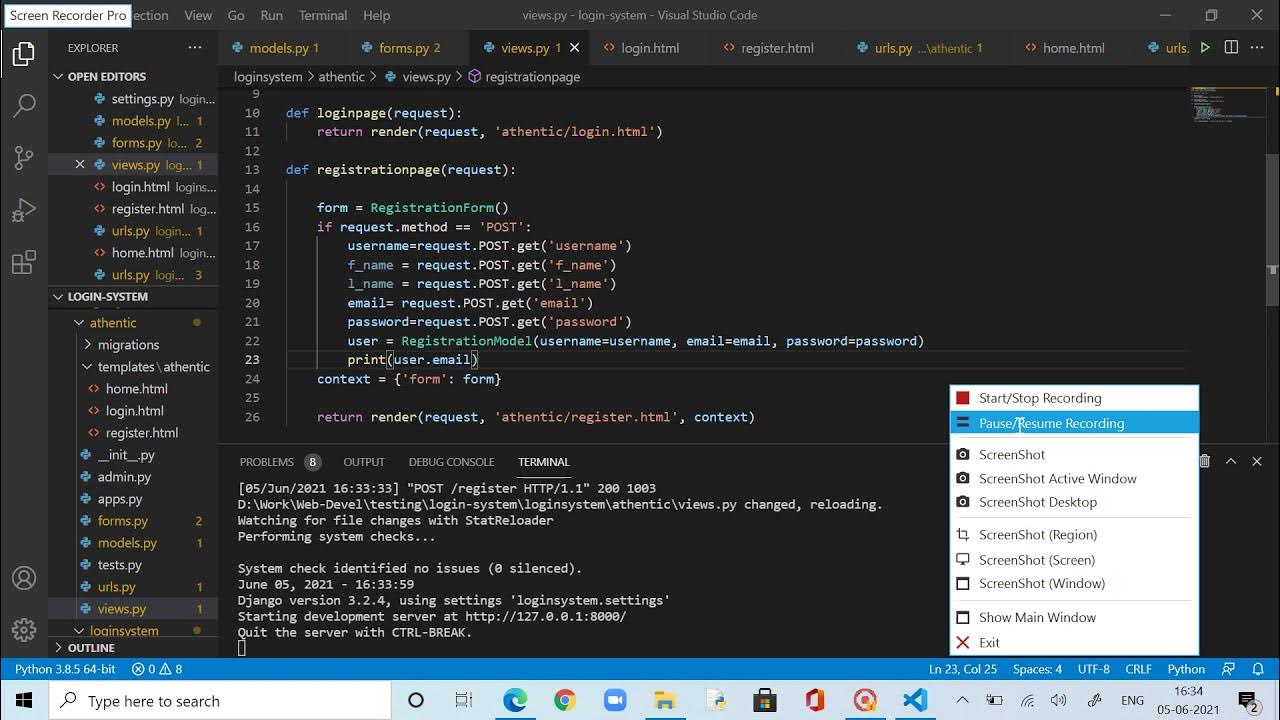 Creating Very Simple Login System using Django (1): Using base models and forms classes - YouTube