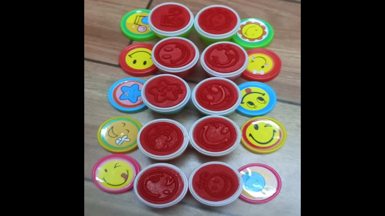 10 pcs Cartoon Smiling Face Stamp Self-Ink Appreciation Stamps - YouTube