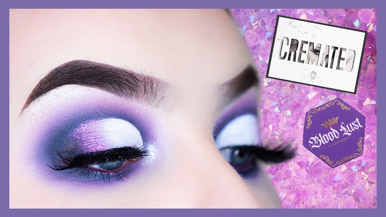 Cremated and Blood Lust Palette Tutorial | Black, White & Purple Cut Crease - YouTube