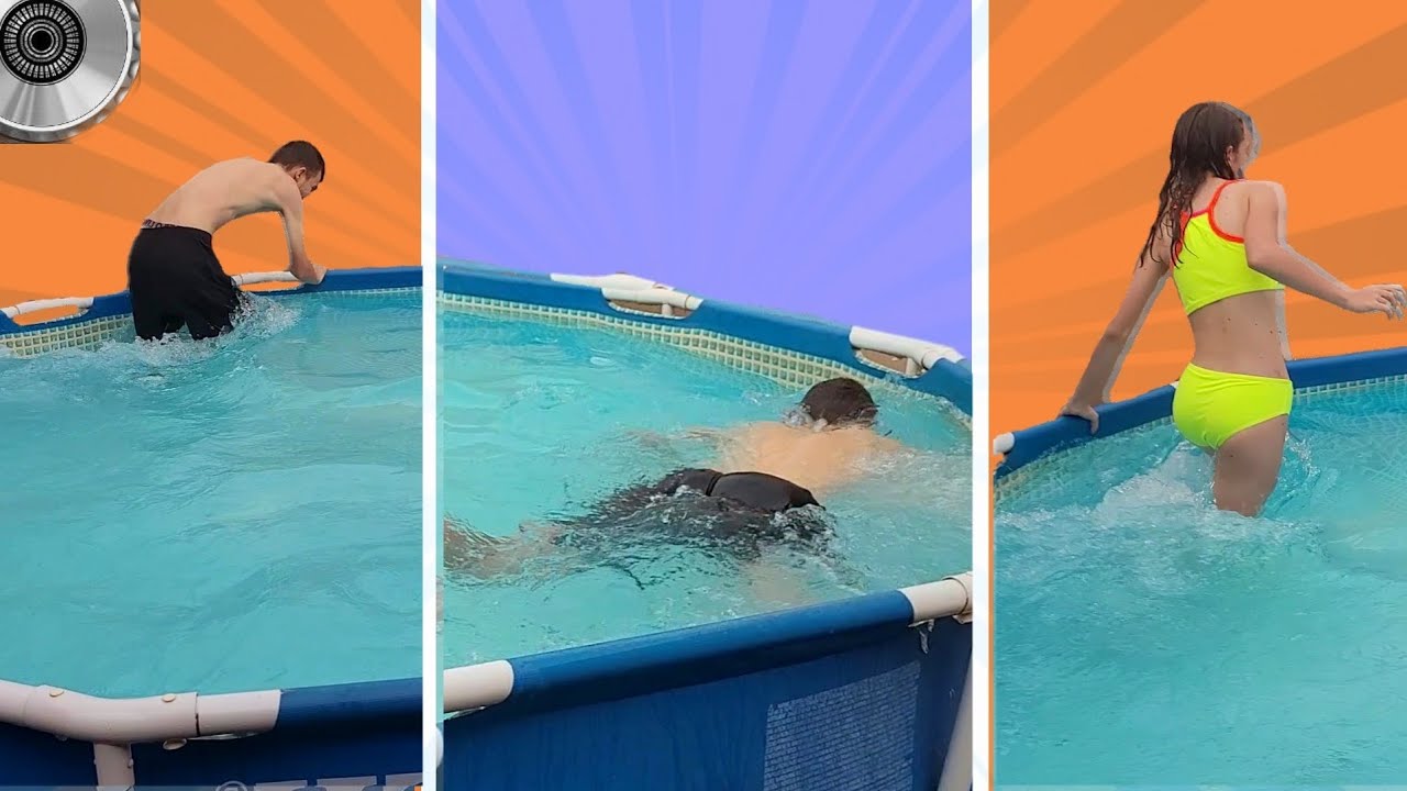 BRINCANDO NA PISCINA - Quem der uma volta completa no menor tempo vence ...