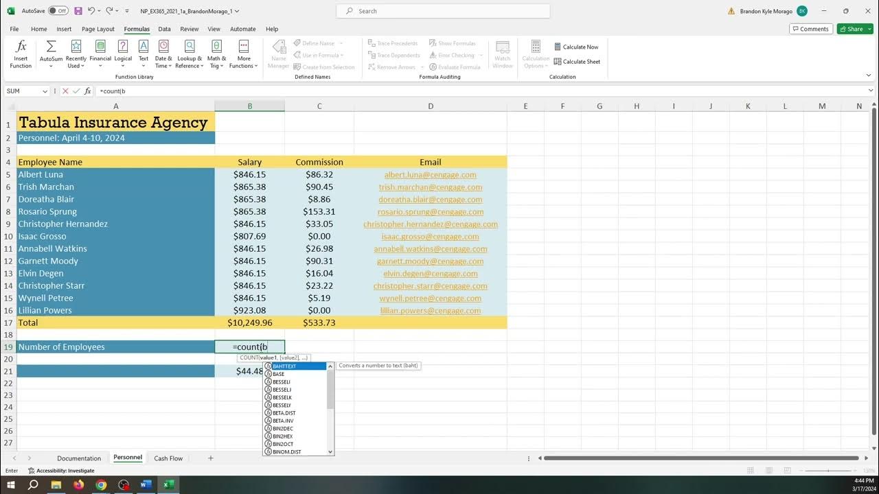 CIS 110 Excel Project 1 - YouTube