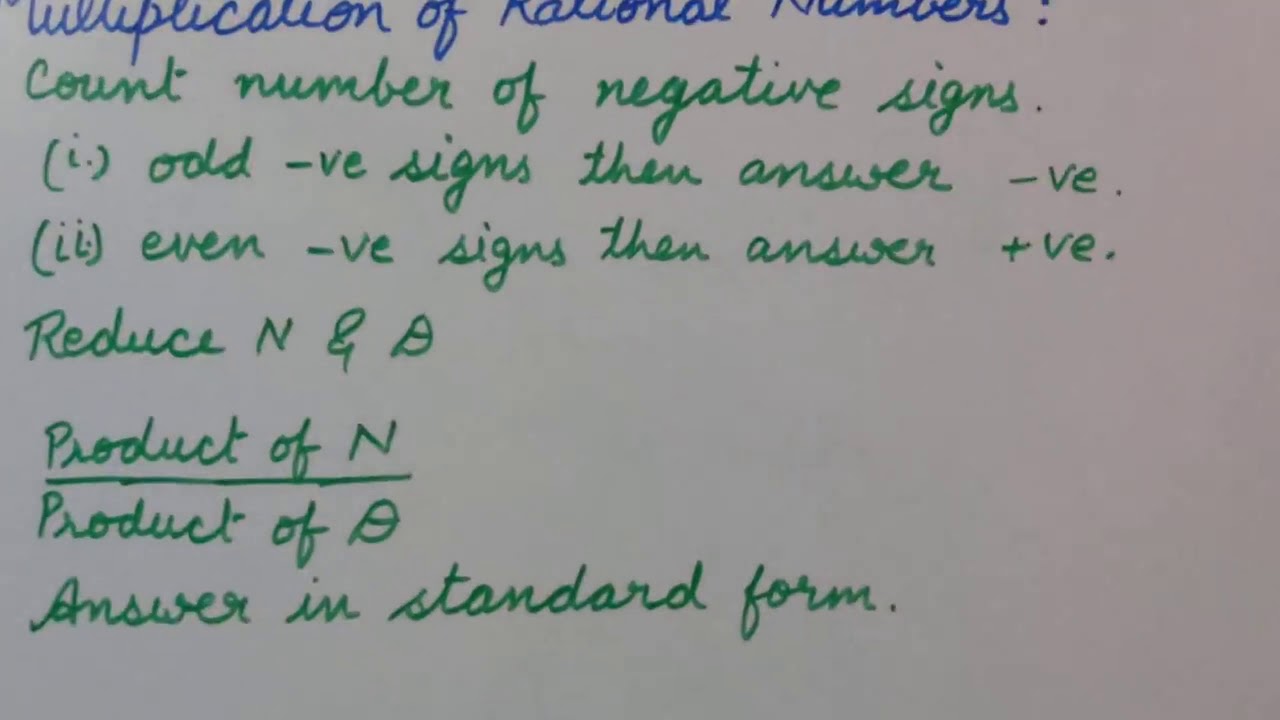 Revision of Product of Rational Numbers & Its Properties - YouTube