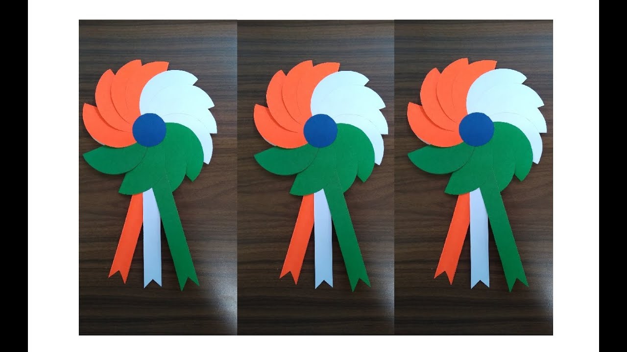 #craft INDEPENDENCE DAY CRAFT IDEAS EASY | TRICOLOUR FLOWER BADGE ...