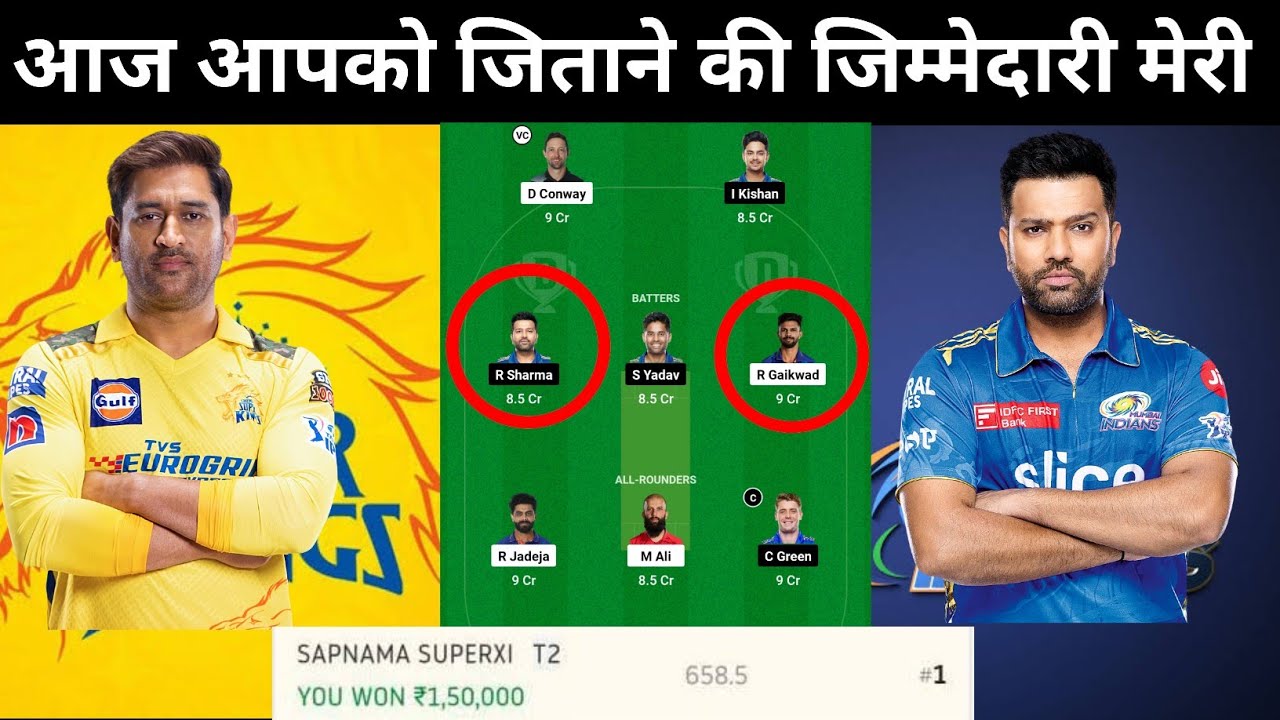 CSK VS MI Dream 11 Team Today| CSK VS MI Pitch Report|CSK VS MI Dream ...