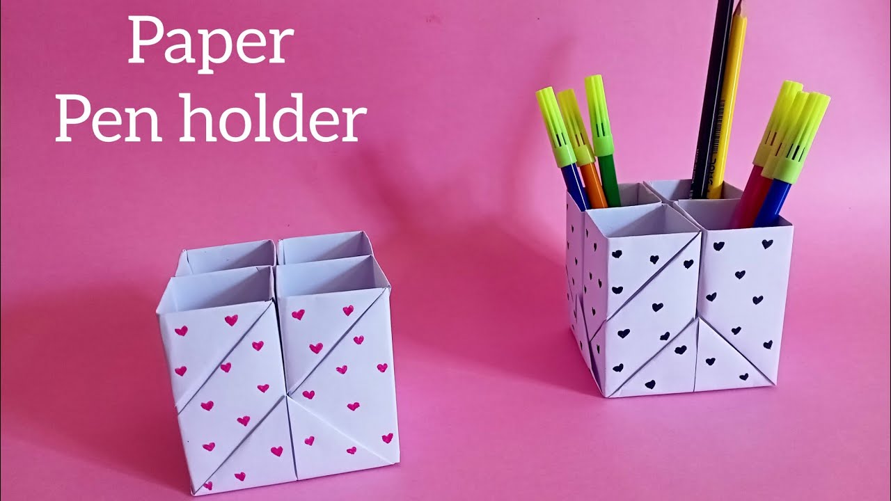 How to make a paper pen stand | How to make a paper pen holder | paper ...